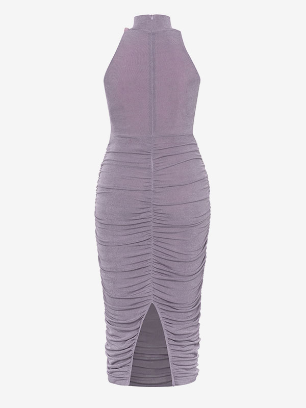 Robes de soirée Lilas col haut fleurs sans manches robe semi-formelle à ...