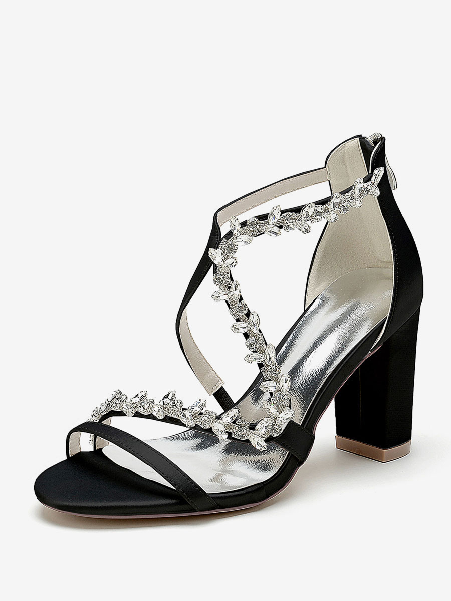 Sandales De Mariée En Satin Blanc Sexy À Bout Ouvert Chaussures De ...