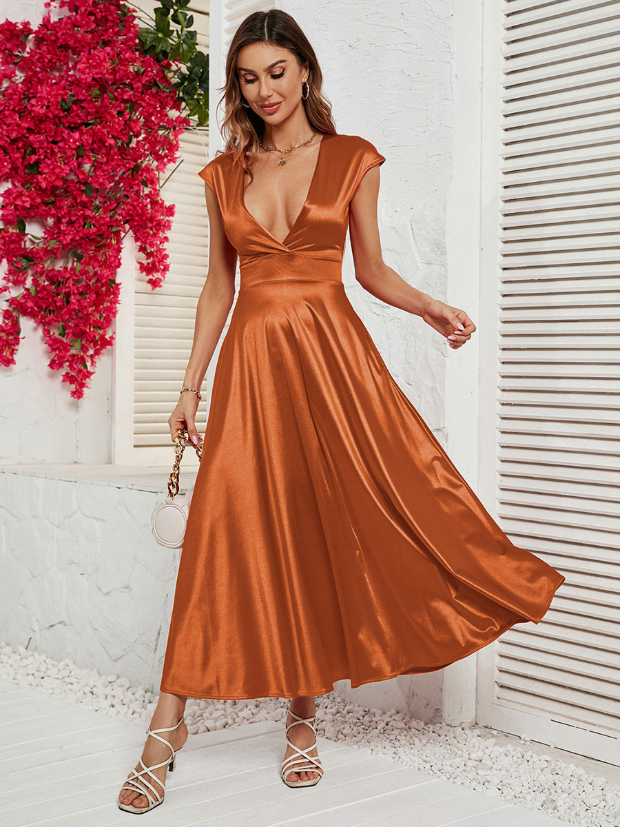 Party Dresses Green V-Neck Pleated Sleeveless Semi Formal Dress ...