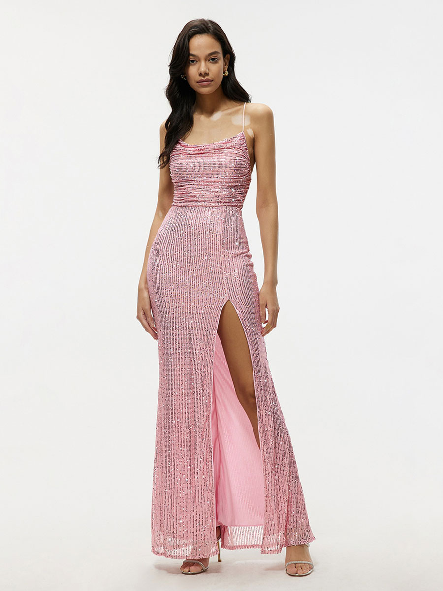 Party Dresses Pink Straps Neck Sleeveless Semi Formal Dress - Milanoo.com