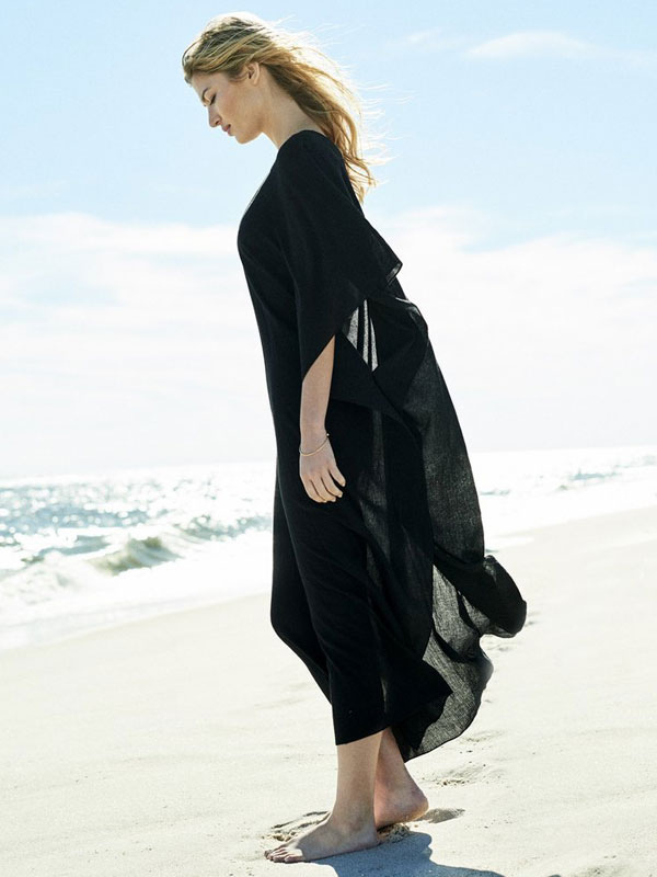 Copricostume da donna bianco spaccato sul davanti scollo a V mezze ...