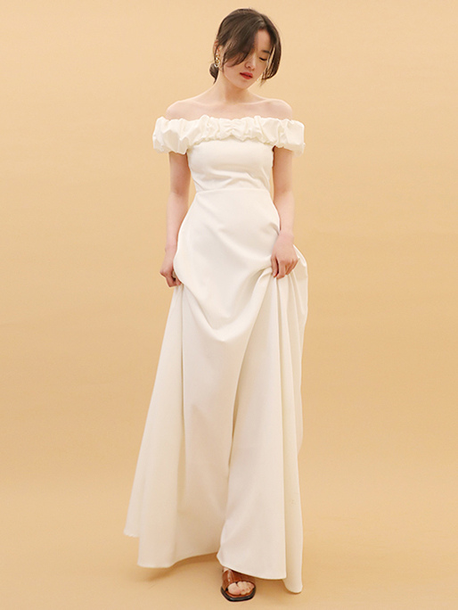 Maxi Robe De Bal Robe De Mariée Blanche Col Bateau Sans Manches ...