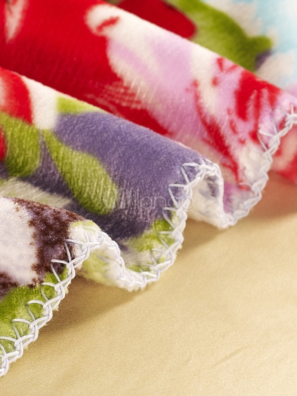 Beautiful Floral Print Multi Color Acrylic Fiber Blanket - Milanoo.com