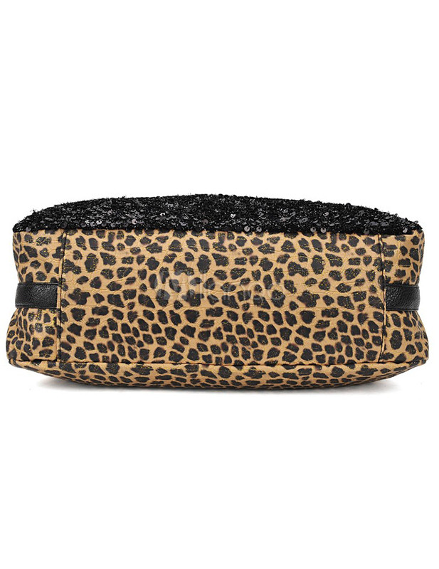 Black Leopard Print Leather Hobo Bag For Women - Milanoo.com