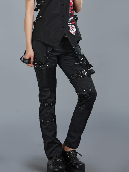 Punk Strap Grommets Lolita Pants - Milanoo.com