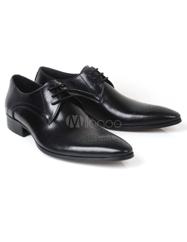 Pointed Toe Calfskin Formal Dress Shoes For Man - Milanoo.com