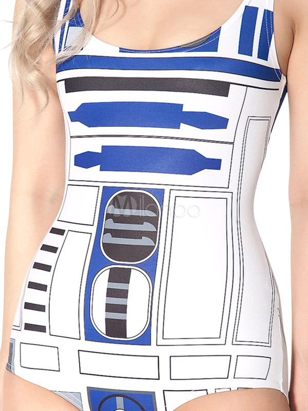 White Artwork Fashion Womens One Piece Swimwear