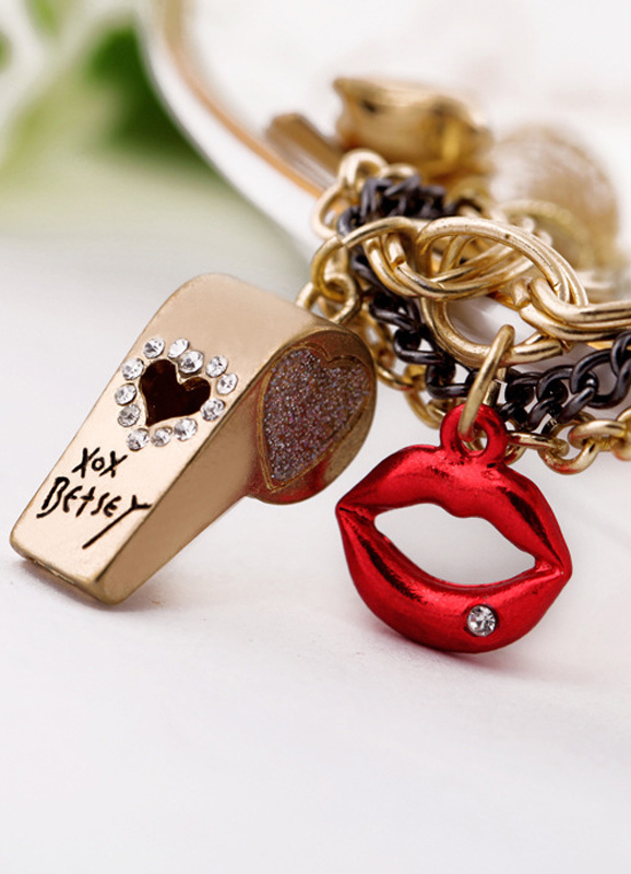 Casual Multi Color Metal Lips Bracelet For Woman - Milanoo.com