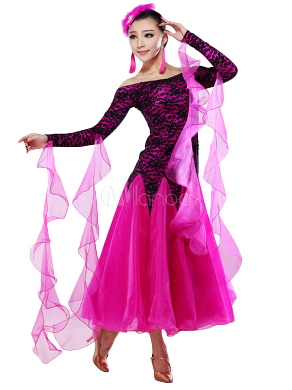 Modern Lycra Spandex Long Skirt Women's Ballroom Dance Costumes ...