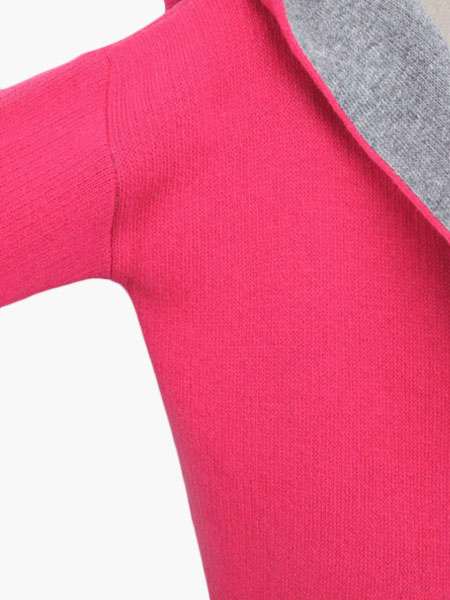 Rose Red Long Hooded Cotton Blend Coat - Milanoo.com