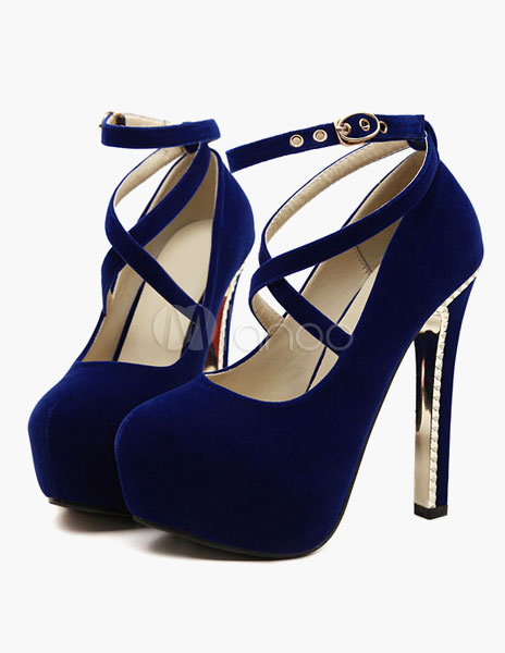 Eacarpins plateforme à talon aigu en cuir suédé avec boucle - Milanoo.com