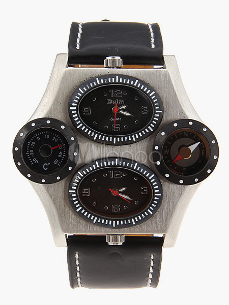 Two-Movement Men's Military Watch with Compass and Thermo - Milanoo.com