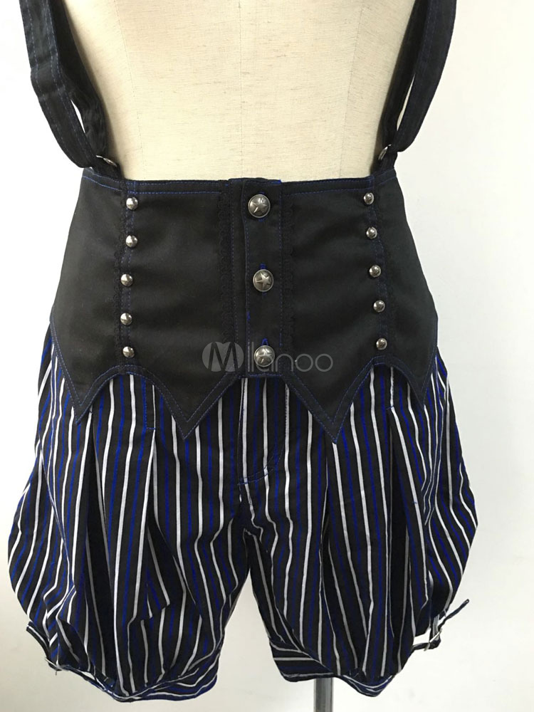 Gothic Lolita Pants Stripe Punk High Waist Lolita Oji Suspender Pants ...