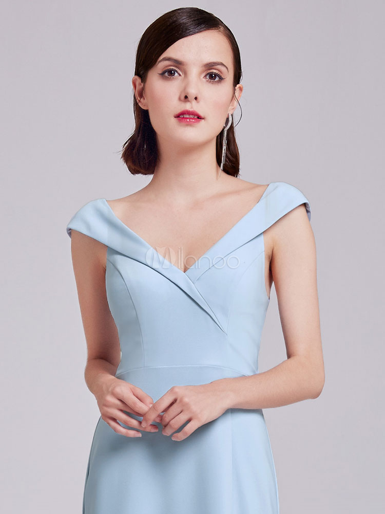 Robe sublimé de bal A-ligne en polyester Bleu Pastel encolure en coeur ...
